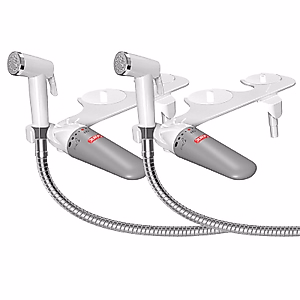 DEANIC 2-in-1 Bidet Attachment with Handheld Bath Bidet Sprayer, Ultra-Slim Adjustable Water Pressure Nozzle, Cold Water Non Electric Hand Sprayer for Toilet Seat (White， 2 Pack)