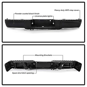 ACANII - For 2009-2014 Ford F150 Pickup Styleside Bed w/o Sensor & Hitch Hole Black Steel Complete Rear Bumper Assembly