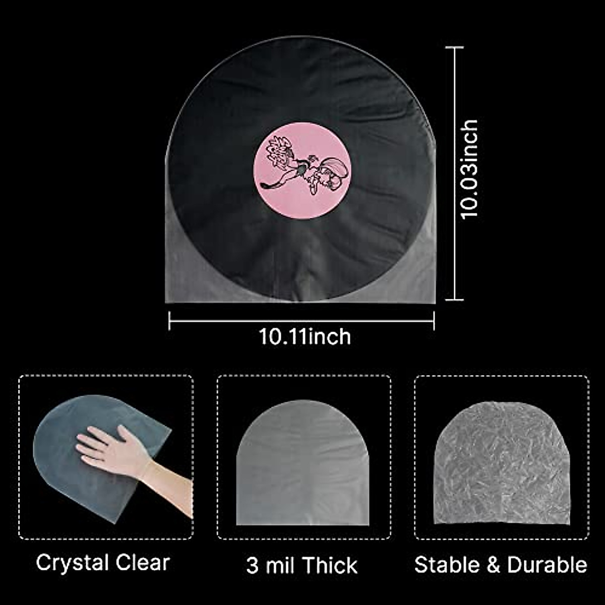 sdroceRyaM 50PCS 10" Vinyl Record Inner Sleeves Anti Static Round Bottom Sleeves