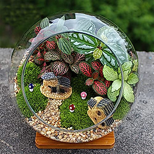 Fairy Garden Accessories, 12Pcs Fairy Garden Kit, Outdoor Miniature Garden House Bridge Pond, Garden Ornament Figurines Supplies for DIY Craft Landscape Yard Bonsai Decoration (12)