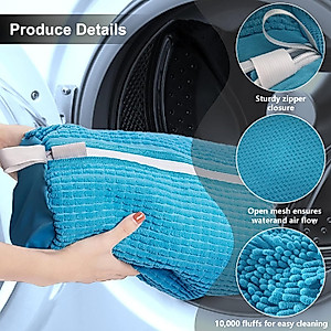 Generic 2PCS-Shoes Laundry Bag, 7.4 x 15 inch Shoe Washing Machine Bag, Reusable and Durable Zipper Plush Shoe Washing Bag for Shoes, Sneakers, Trainers, Tennis Shoes, Large, Blue