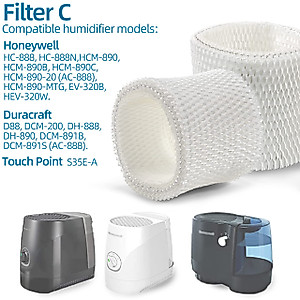 HC888 Humidifier Wicking Filter C Replacement for Honeywell HCM-890 HEV-320, Walgreens HC-888 HC-888N HCM-890 HEV-320 Series & Duracraft D88 DCM-200 DH-890 Cool Mist Humidifier Filters