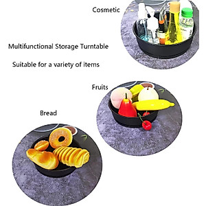 Bwren Lazy Susan Organizer Turntable 360 Degree Rotating Non-Skid Spice Rack Storage Container for Kitchen Cabinet Table Fridge Pantry Seasoning Jar Fruit Snack(Black,7.7 inch) 8 inches BLS002