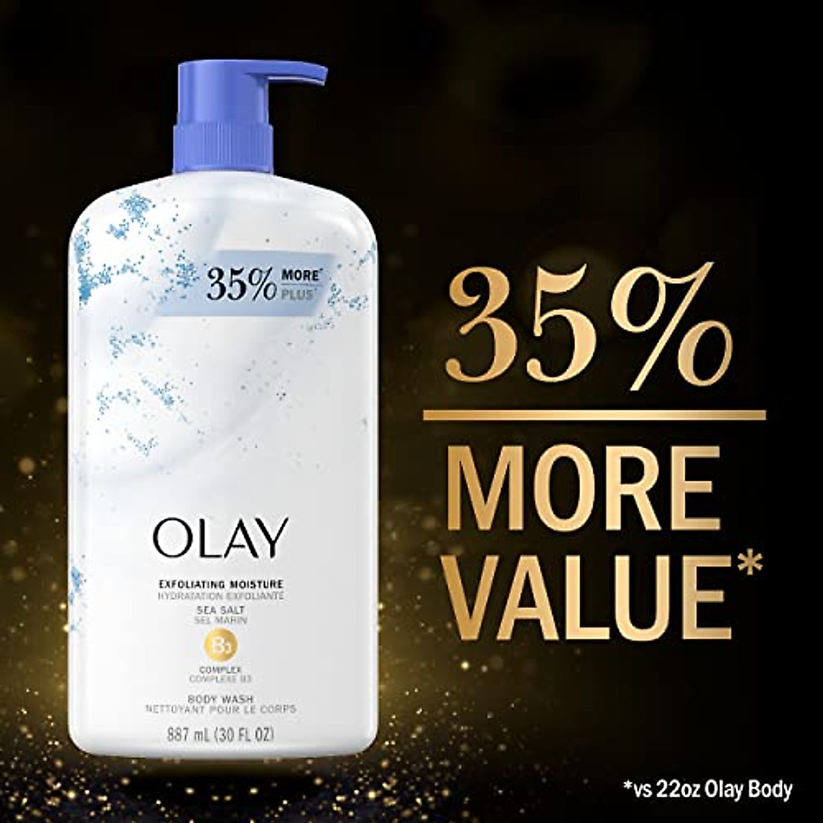 Olay Exfoliating Body Wash with Sea Salts, 30 fl oz (Pack of 4)
