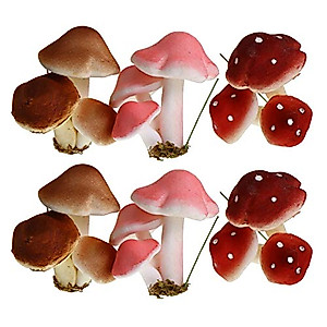 SEWACC Mushroom Exquisite Household Decor 6 Pcs Micro Landscape Decoration Small Artificial Plants Miniatures Mushroom Garden Ornament Figurines for Bonsai Micro Landscape Home Random Color