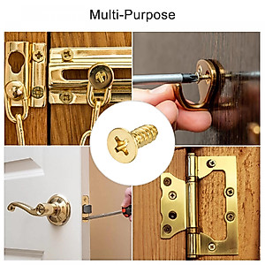 uxcell Brass Wood Screws, M5x16mm Phillips Flat Head Self Tapping Connector for Door Hinges, Wooden Furniture, Home Appliances 48Pcs