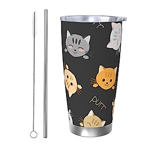 AYCZN Cute Cat Purr 20 OZ Tumbler Stainless Steel Travel Coffee Mug, Animal Kitten Insulated Water Bottle with Lid Leakproof Thermal Cup