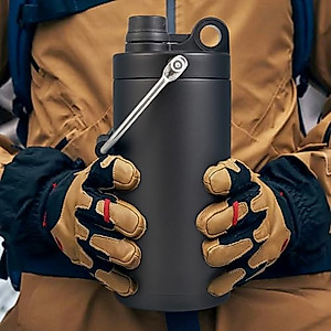 Miereirl 64 Oz Insulated Water Jug, Half Gallon Stainless Steel Vacuum Double Walled Water Bottle With Handle, BPA-Free Keep Cold 48H Hot 24H, Wide Mouth For Sports, Traveling, Camping, Black