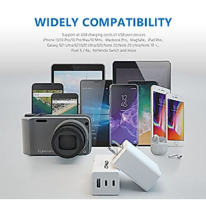 USB C Charger - ONKO 67W 3 Port GaN PD&QC USB C Adapter, USB Power Adapter with Foldable Plug for iPhone/MacBook/MagSafe/iPad Pro/SamsungGalaxy/Pixel/Nintendo Switch(White)