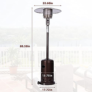 Outdoor Patio Heater,Portable Heater,88 Inches Tall Premium Standing Patio/Garden Heater,With Auto Shut Off And Simple Ignition System,Wheels And Base Reservoir-Bronze Finish