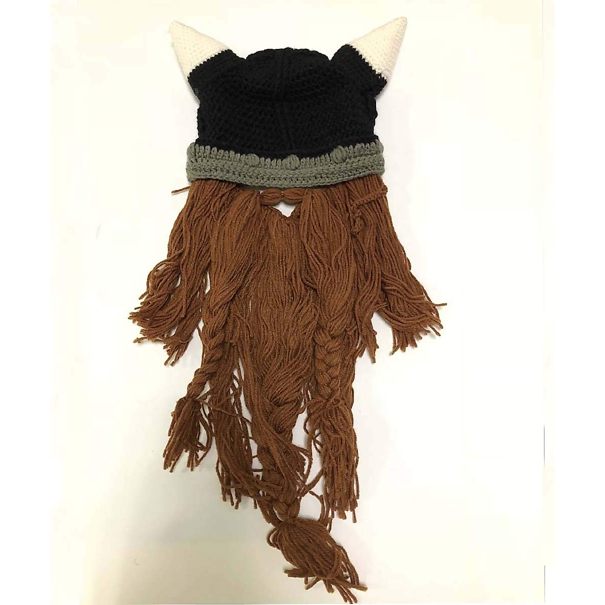 Flyou Wig Beard Hats Handmade Knit Warm Winter Caps Ski Funny Mask Beanie for Men Women (CNJ-Coffee)