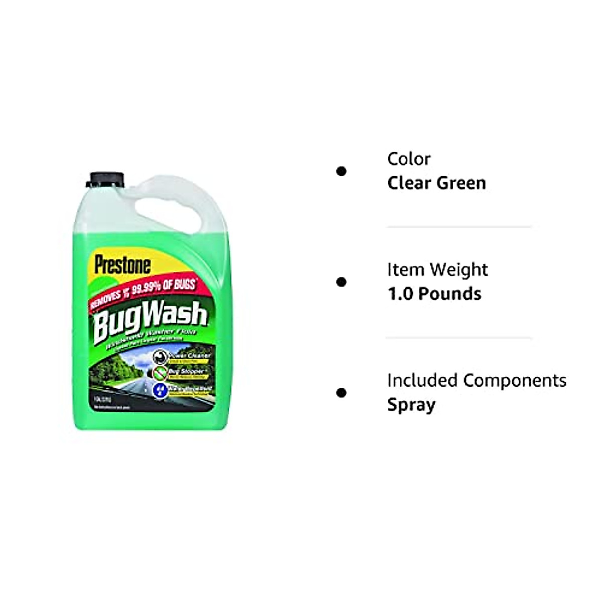 Prestone AS-657 Windshield Washer, 1 gal, Bottle, Clear Green, Liquid