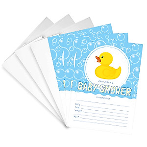 24 Rubber Ducky Baby Shower Invitations 5x7 Invites with 24 White Envelopes