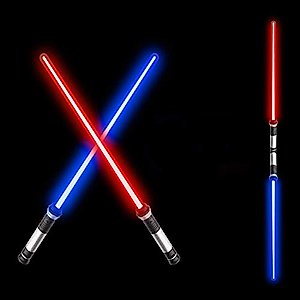 Beyondtrade 2-in-1 Lightsabers for Kids Anti-Breaking LED Light up Sword FX Dual Saber with Sound (Motion Sensitive) for Galaxy War Fighters Halloween Costume Accessories Xmas Presents