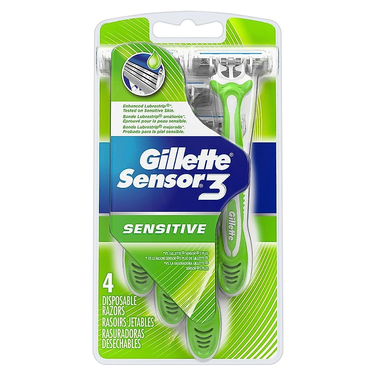 Gillette Mens Sensor 3 Sensitive Disposable 4 Count (3 Pack)