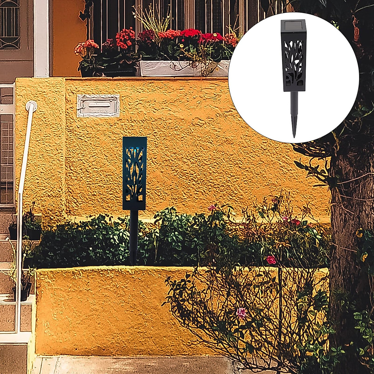 Happyyami 2 Pcs Hollow Out Lamp Out Door Decor Outdoor Decor Lampara Solar Para Exterior Solar Ground Plug Light Solar Powered Lawn Lights Solar Powered Led Landscape Light Yard Lawn Light