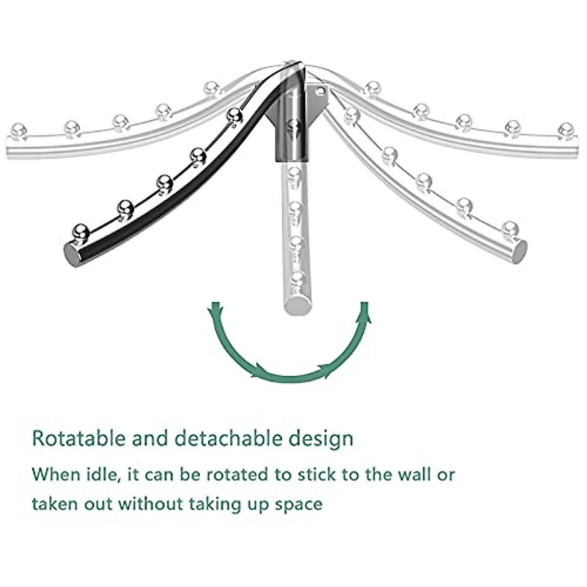 2 Pack Clothes Rack Hangers Folding Coat Hanger Stainless Steel, Clothes Drying Rack Wall Mounted, Space-Saving Foldable Wall Mount Clothes Rail with Swing Arm for Bathroom, Balcony, Wardrobe, Kitchen