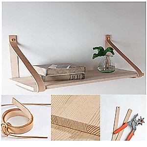 PIBM Stylish Simplicity Shelf Wall Mounted Floating Rack Shelves Simple Belt Solid Wood Laminate Bookshelf Living Room,2 Sizes, Wood ,