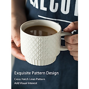 Gomakren Stackable Coffee Mugs Set with Stand, Coffe Cup with Tea Spoon 13 Ounce Cups for Cappuccino Coffee Drinks Tea, Set of 4, White Gift for Man Women 380ml