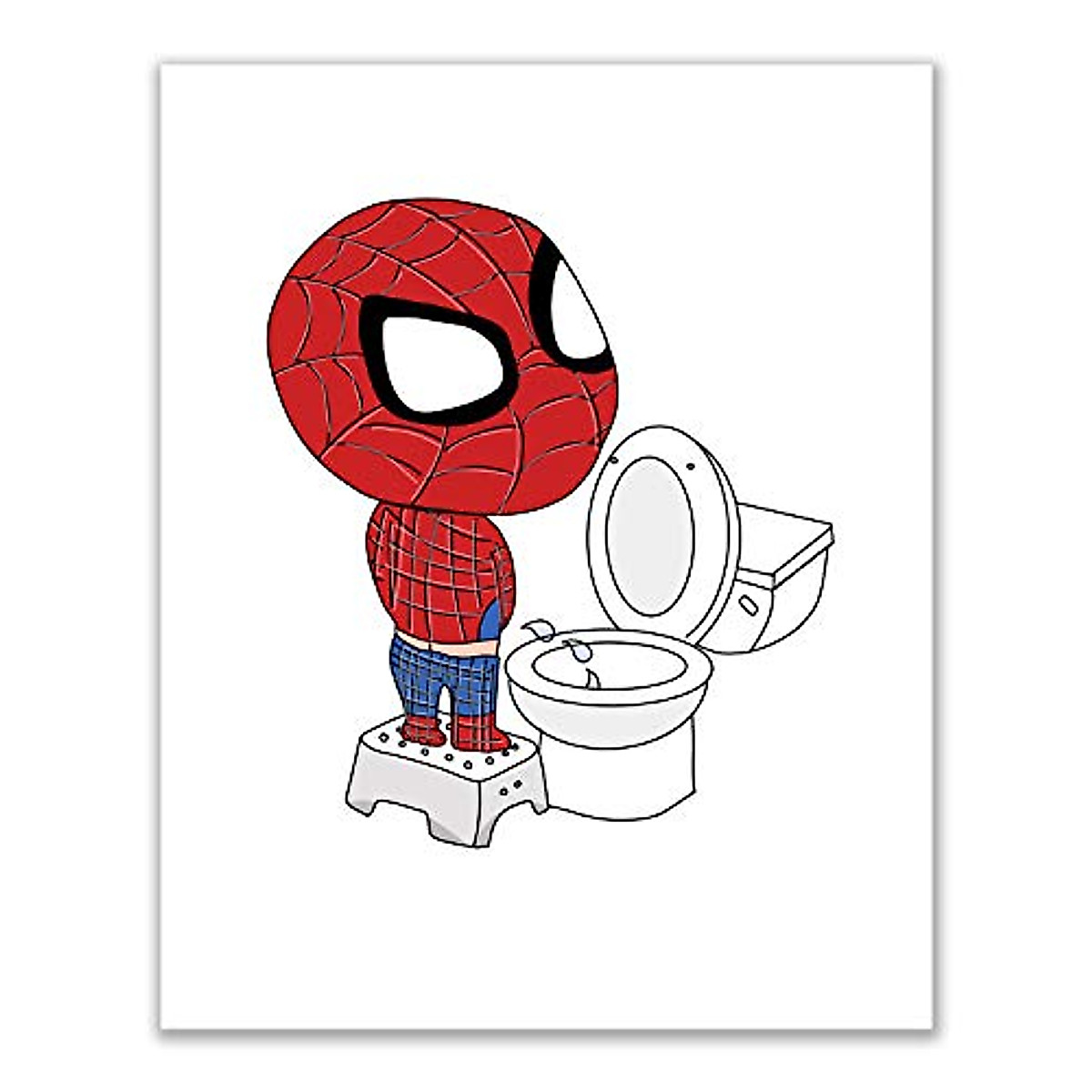 Spiderman Bathroom Prints - Set of 4 (8 inches x 10 inches) Wall Art Decor