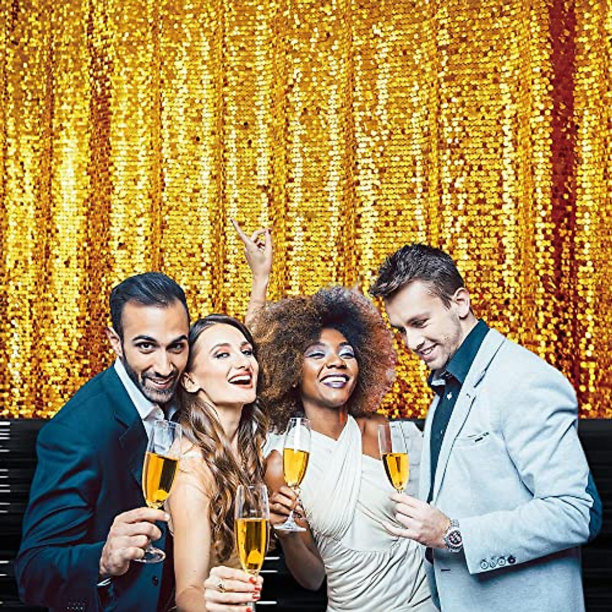 Renaiss 7x5ft Golden Sequins Photo Backdrop Golden Particles Background Photography Happy Birthday Wedding Bridal Shower Decor Wallpaper Kids Adults Portrait Banner Photo Shoot Props