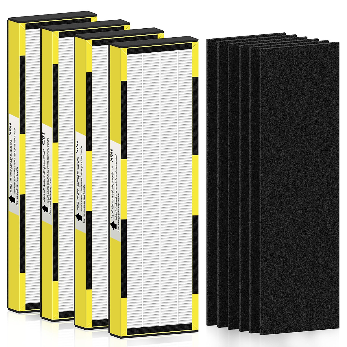 FLT4825 HEPA Filter B Replacement for Guar.dian Air Purifier AC4825 AC4300 AC4800 AC4900 AC4850, 4 HEPA Filter and 6 Pre-Filter