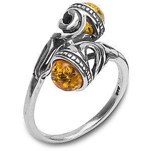Ian and Valeri Co. Amber Ring Adjustable Sterling Silver