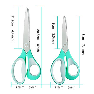 KUONIIY Scissors,Craft Scissors Bulk Pack of 4,Ultra Sharp Blade Scissors,Comfort-Grip Handles,Multipurpose Sharp Scissors for Office Home School Sewing Fabric Craft Supplies
