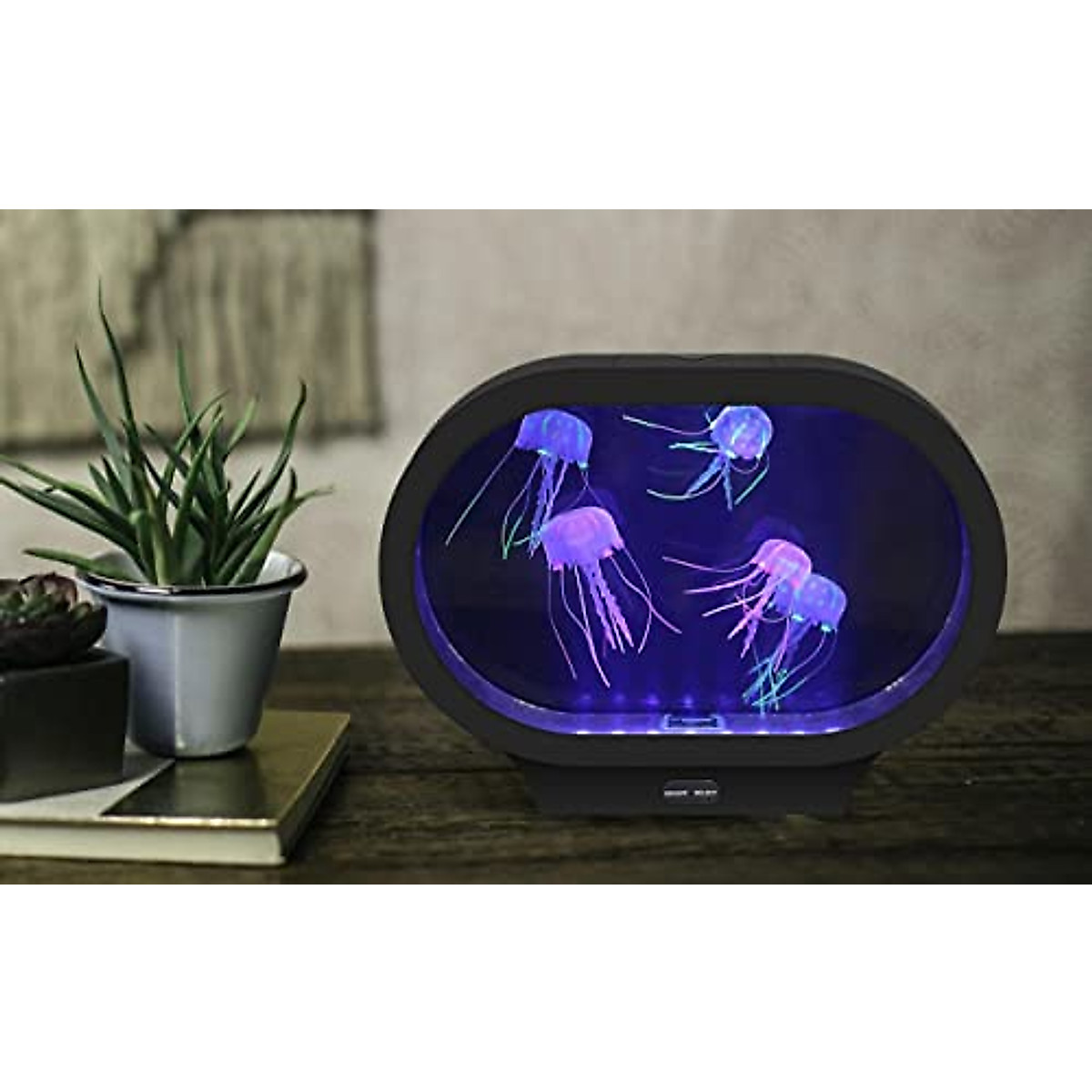Lightahead Realistic LED Jellyfish Lava Mood Lamp Oval Design with Vibrant Color Changing Light Effects. A Sensory Flourescent Jelly Fish Aquarium Tank
