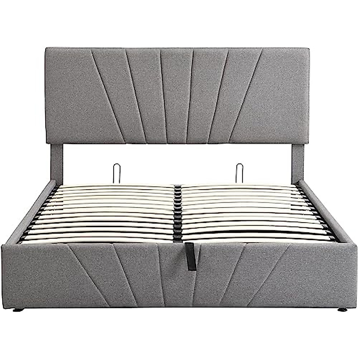 DNYN Queen Size Upholstered Platform Bed with Storage for Kids,Teen,Adults,Study Bedframe w/Wooden Slat Support,No Box Spring Needed & Easy Assembly, Gray