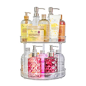 Roninkier 2-Tier Clear Lazy-Susan Turntable – 11-Inch Pantry Spice-Rack Cabinet-Organizer – Plastic Lazy Susan Makeup Organizer for Bathroom Countertop