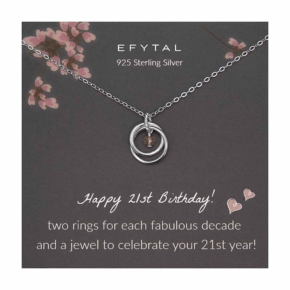 EFYTAL 21st Birthday Gifts for Her, Sterling Silver Necklace, 21 Year Old Birthday Gifts for Her, 21st Birthday Decorations for Her, Gifts for 21 Year Old Female, 21st Birthday Gifts for Daughter