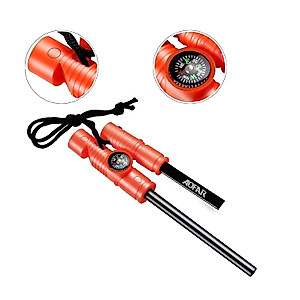 AOFAR Military Compass and Fire Starter AF-4580/381 Lensatic Sighting, Survival Kit,Waterproof and Shakeproof Measure Distance Calculator and Pouch for Camping, Hiking, Hunting, Backpacking