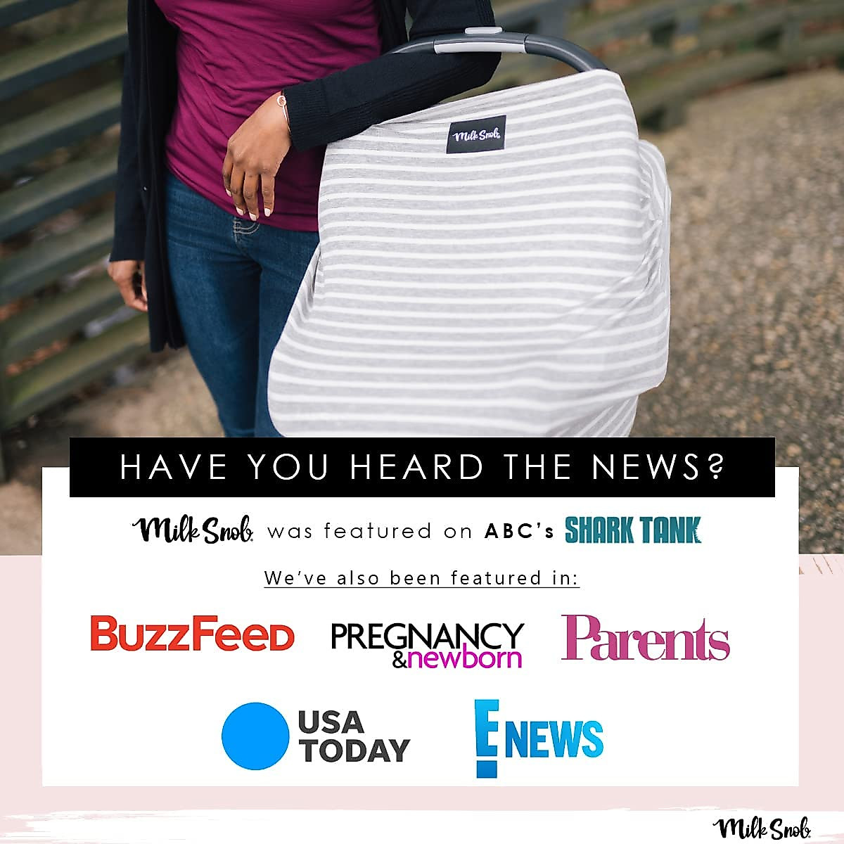 Milk Snob Original 5-in-1 Cover - Added Privacy for Breastfeeding, Baby Car Seat, Carrier, Stroller, High Chair, Shopping Cart, Lounger Canopy - Newborn Essentials, Nursing Top, Hampton Rose