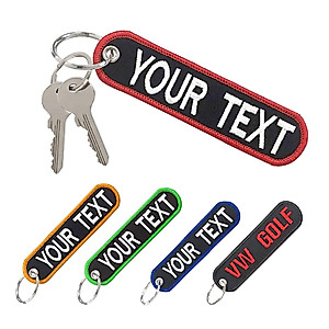 Personalized keychain, Custom Double Sided Embroidery Your Text Name on the keychain, Motorcycles Car Key Tags For Men & Women Scooters