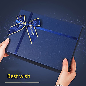 Blue Gift Boxes 3 Pack 2*(7.5x5.1x2.4) 1*( 11.4x8.3x3.5Inches) Paper Gift Box with Lids for Wedding Present Bridesmaid Proposal Gift Graduation Holiday Birthday Party Favor Engagements Father's Valentine's Mother's Day