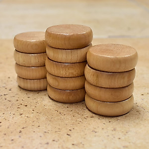 26 Black and Natural Crokinole Discs - Full Set (Large Discs - 1 1/4 Inch Diameter (3.2cm))