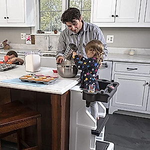 Step2 Mobile Helper Tower – Adjustable Height Step Stool and Tower Stand for Toddlers with Built-in Storage