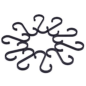 YUNHI 10 Pack S Hooks Heavy-Duty Solid Aluminum S Shaped Hanging Hooks for Kitchenware Pots Utensils Plants Towels Gardening Tools Clothes Hangers Multiple uses (Black)