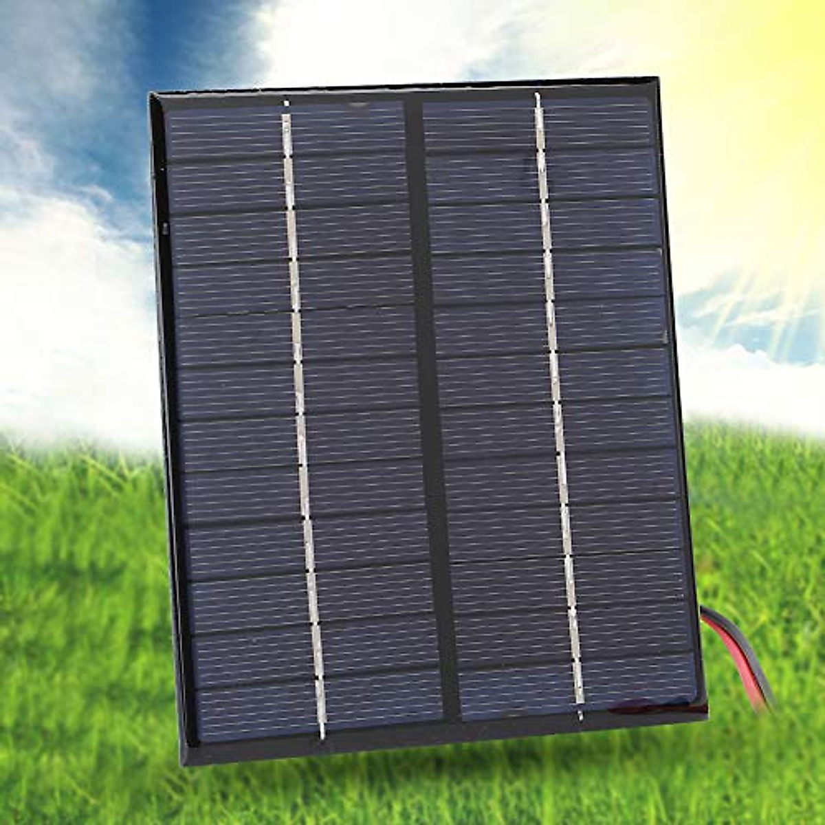 Alomejor Solar Panel 2W 12V Polycrystalline Silicon DIY Portable High Efficiency Solar Module with Clip for Outdoor Emergency Charging