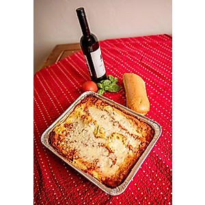 J-Line Design Aluminum Foil Disposable Roasting Broiler Pan - Half Size Steam Table Pan - 13 x 10 x 2.5 Inch - 18 Pack - Complete with Silicone Basting Brush and Stainless Steel Mini Tongs