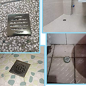 NGe 4Pcs Silver Tone 304 Stainless Steel Round Floor Drain Cover Drain Protection Cover 4 Inch 12 Holes