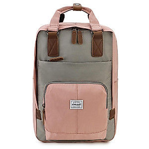 RAVUO Backpack for Women, Water Resistant Lightweight Flap Backpack 15.6 Inch Computer Back Pack Travel Bookbag for College Work Business Pink