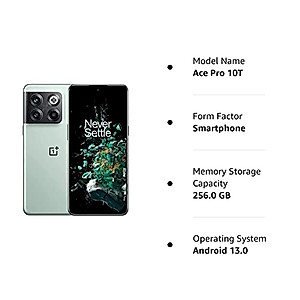 OnePlus Ace Pro 10T 5G Dual 256GB 12GB RAM Factory Unlocked (GSM Only | No CDMA - not Compatible with Verizon/Sprint) China Version w/Google Play - Green