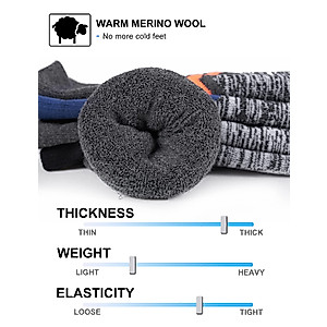 FITRELL 2 Pack Men's and Women's Ski Socks Full Cushioned Winter Merino Wool Thermal Knee High Warm Boot Socks for Skiing Snowboarding, Black+Grey, X-Large