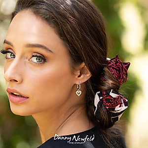 Paz Creations 925 Sterling Silver Earrings for Women - Small Hoop Earrings with Heart Charm, Hypoallergenic Sterling Silver Dangle Earrings for Women (Sterling Silver Charm)