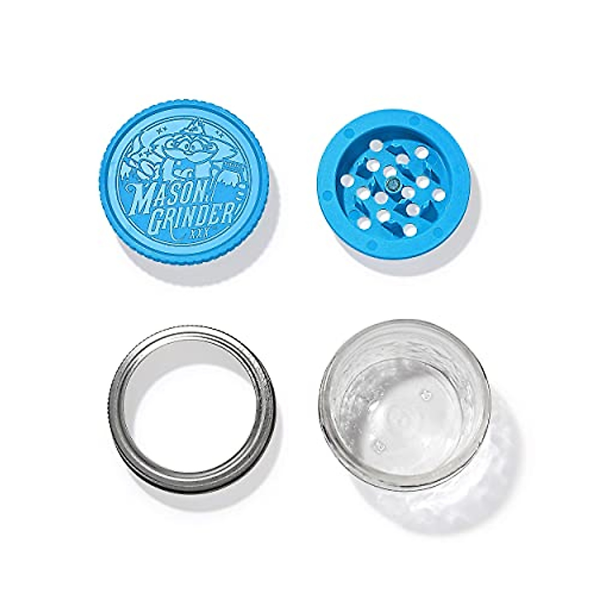 2 Piece Herb Grinder with Holes by Mason Grinder - Small Mouth - Fits on Regular Mason Jars (Jar Not Included)