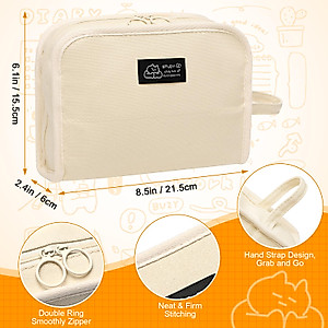 Toplive High Capacity Pencil Case, Large Pencil Pouch Minimalism Pen Bag, College School Office Stationery Asthetic Supply Organizer for Adults Student Teens, White