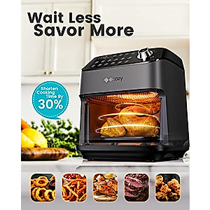 ecozy Air Fryer 6 Quart with See-Through Window Smart WiFi (100 Recipes), 11 Presets+ One-Touch Recipe Function, Dishwasher Safe, Black