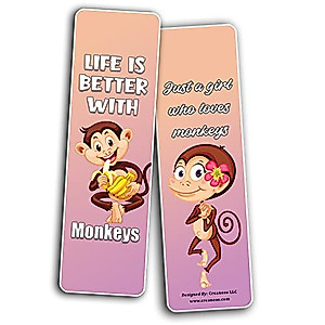 Creanoso Mischievous Monkey Bookmarks (2-Sets X 6 Cards) – Daily Inspirational Card Set – Interesting Book Page Clippers – Great Gifts for Adults and Professionals